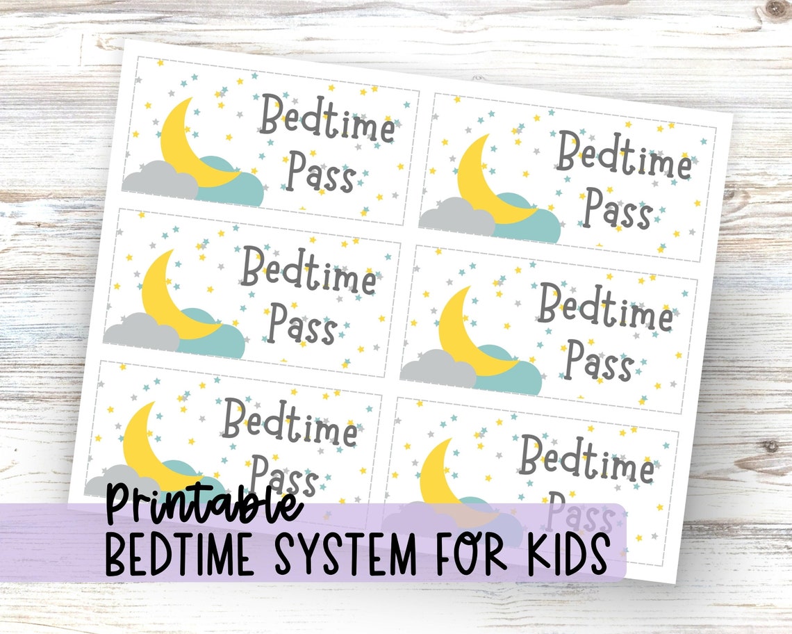 Bedtime Pass for Sleep Training Toddlers Printable Get Out of Bed ...