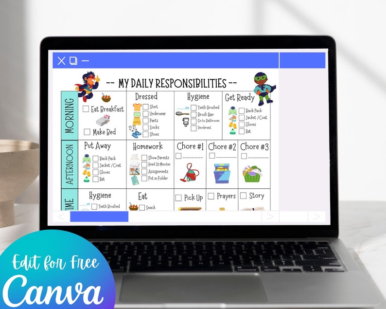 Customizable Daily Responsibility Chart With Pictures After - Etsy