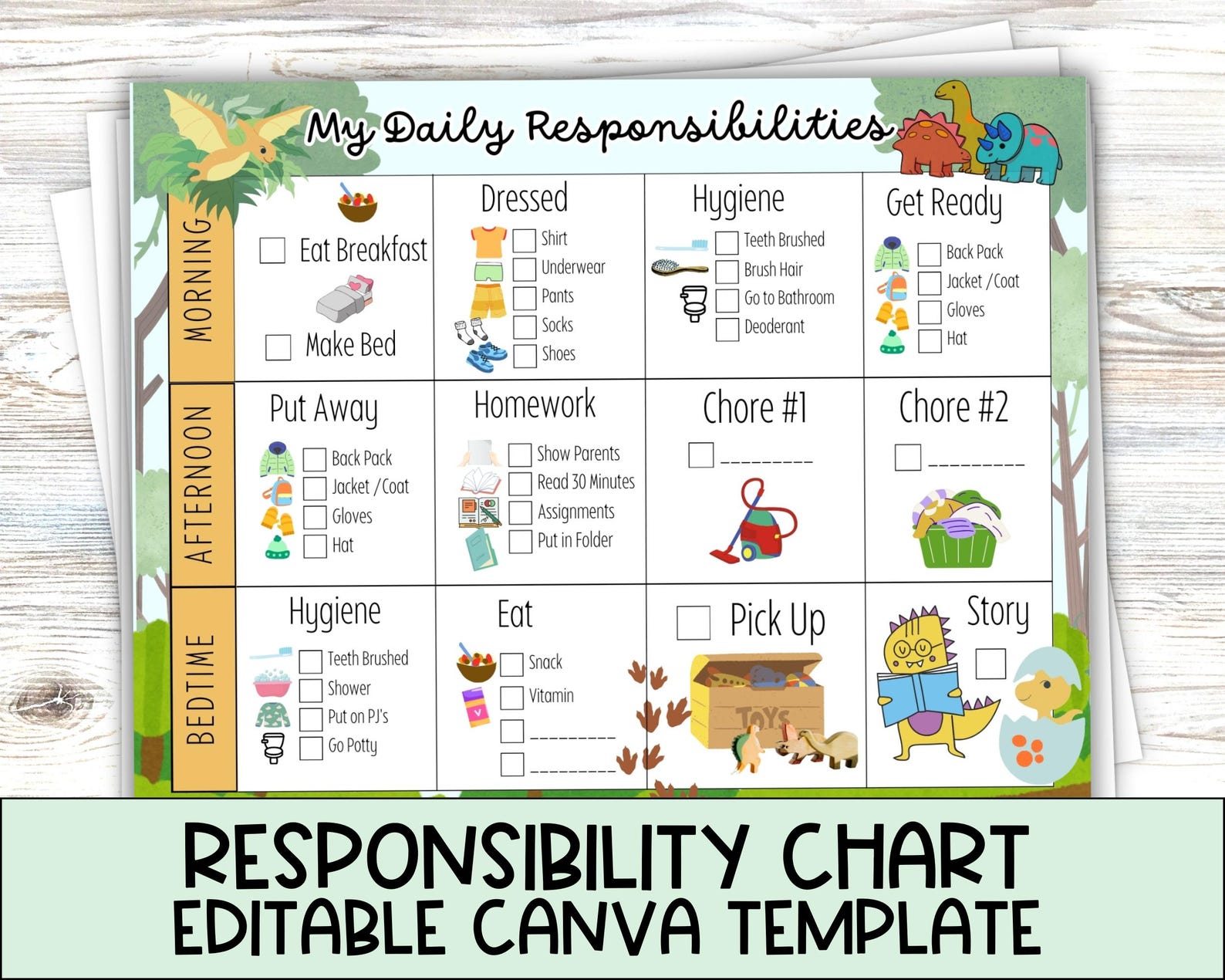 Customizable Daily Responsibility Chart With Pictures After School ...