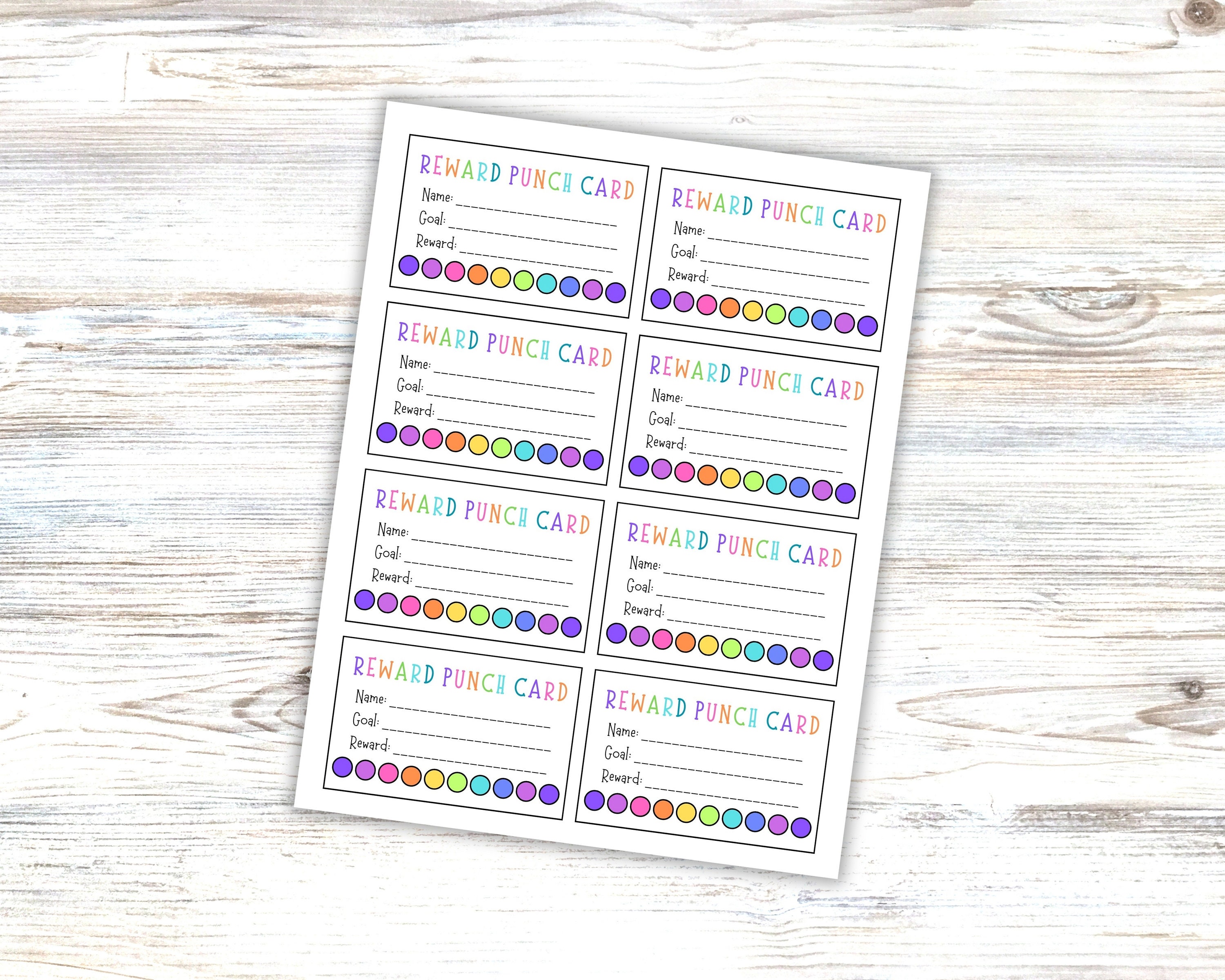 Reward Punch Cards, Printable Reward System for Kids, Good Behavior ...