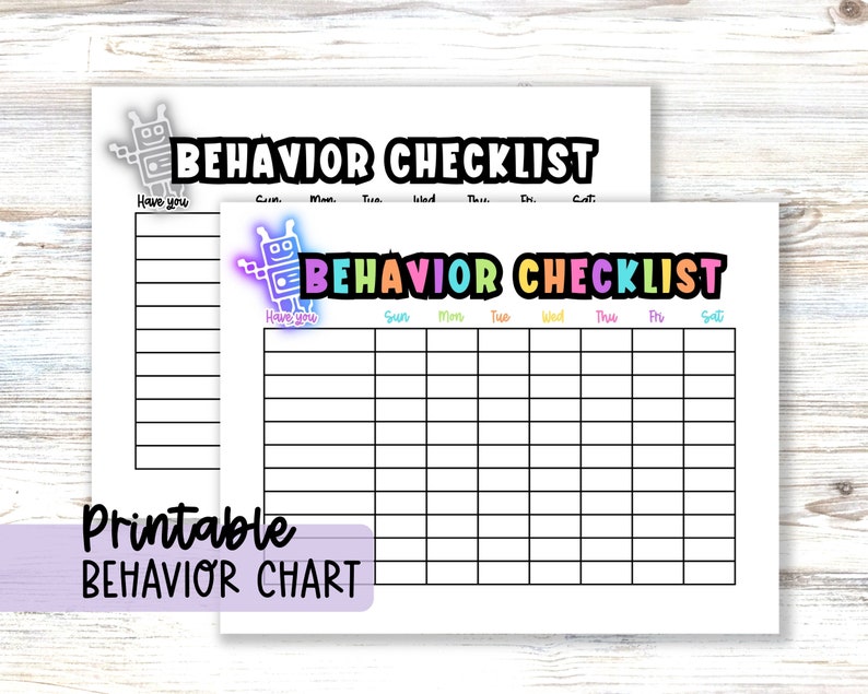 Behavior Checklist Earn Screen Time, Reward Sticker Chart, Weekly ...