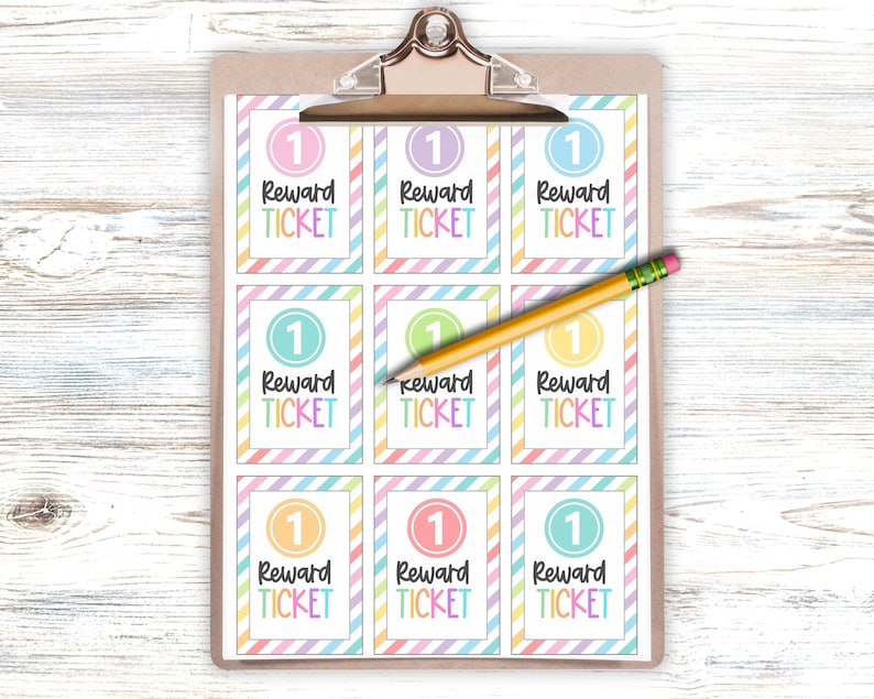 Reward Ticket for Kids Good Behavior, Printable Prize Box System ...
