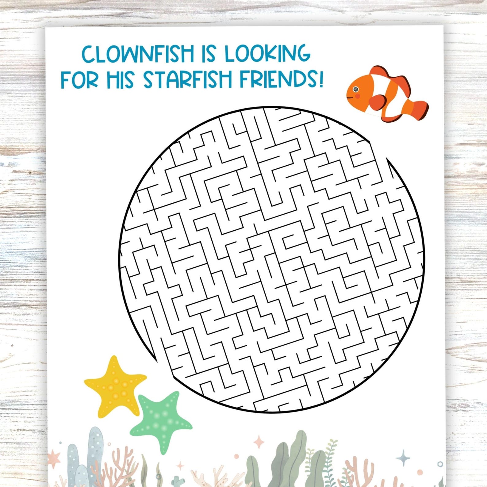 Sea Creatures Printable Mazes Set, Ocean Animal Under the Sea Birthday ...