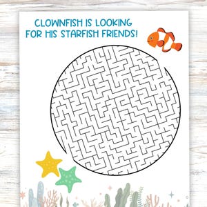 Sea Creatures Printable Mazes Set, Ocean Animal Under the Sea Birthday ...