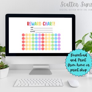 Printable Rainbow Reward Chart for Kid Sticker Chart Positive Behavior ...