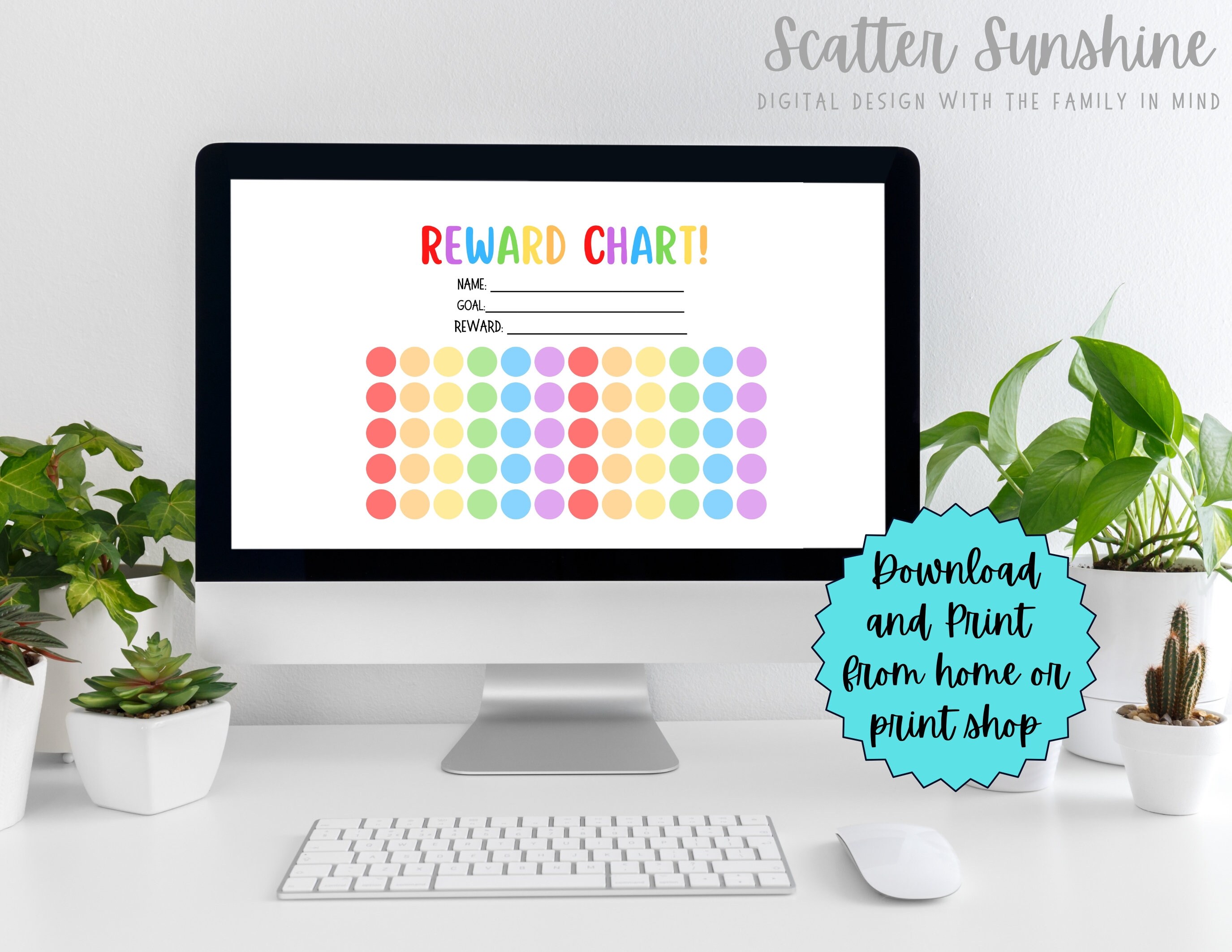 Printable Rainbow Reward Chart for Kid Sticker Chart Positive Behavior ...
