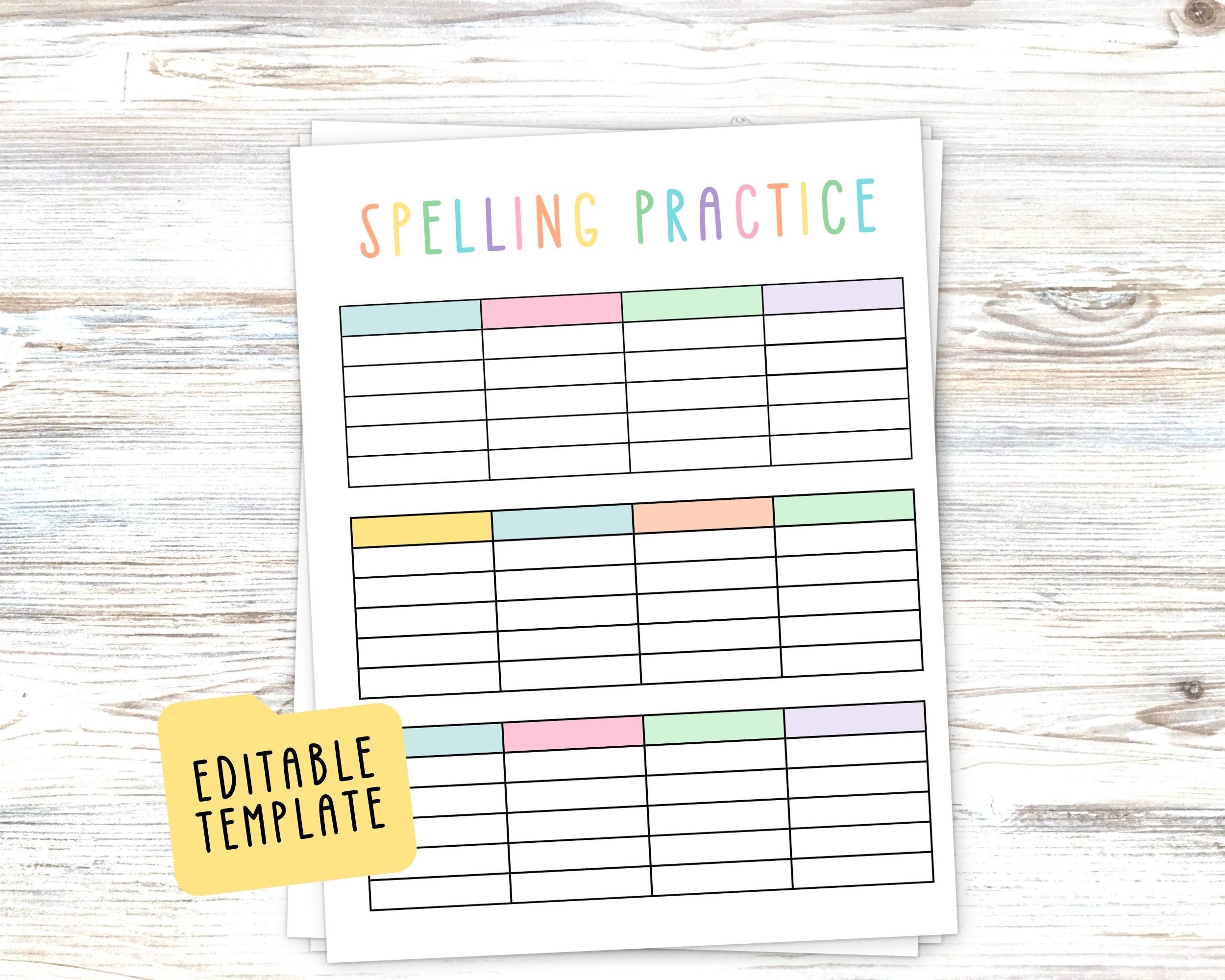 Printable Spelling Worksheet Spelling Practice Teacher Resource ...