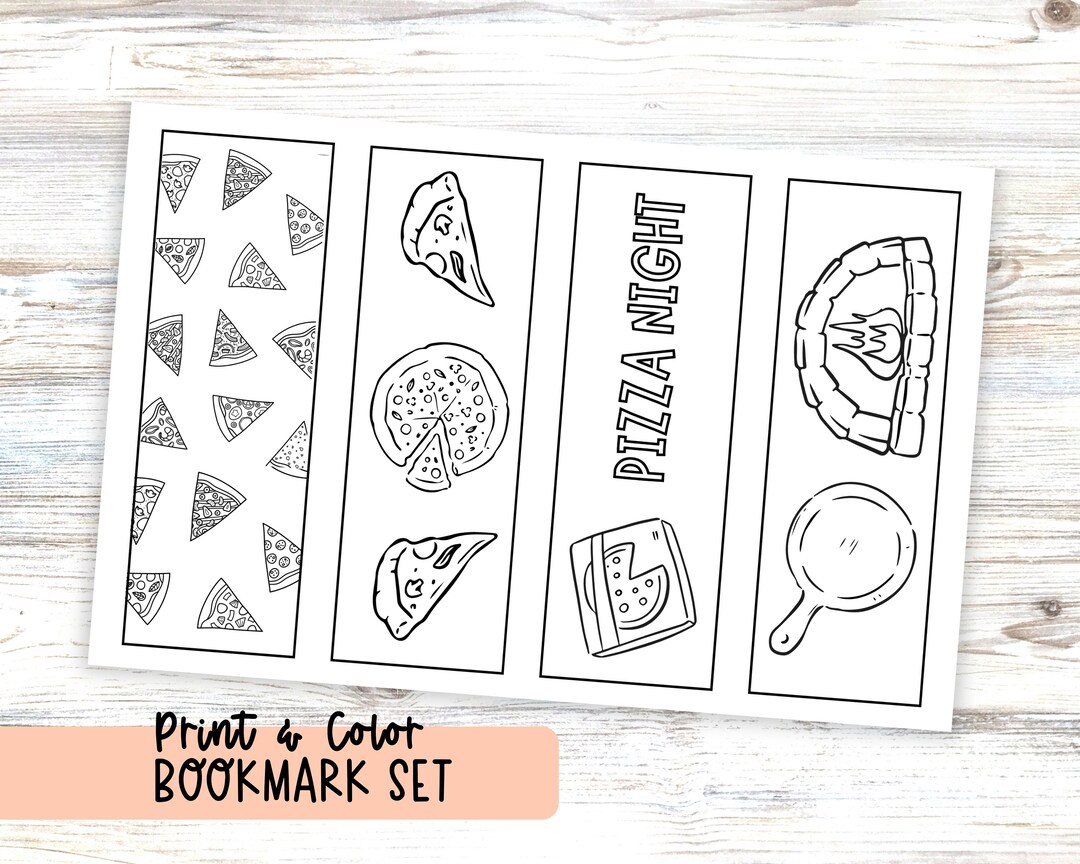 Pizza Bookmark Set, Birthday Party Craft Pizza Party Printable ...