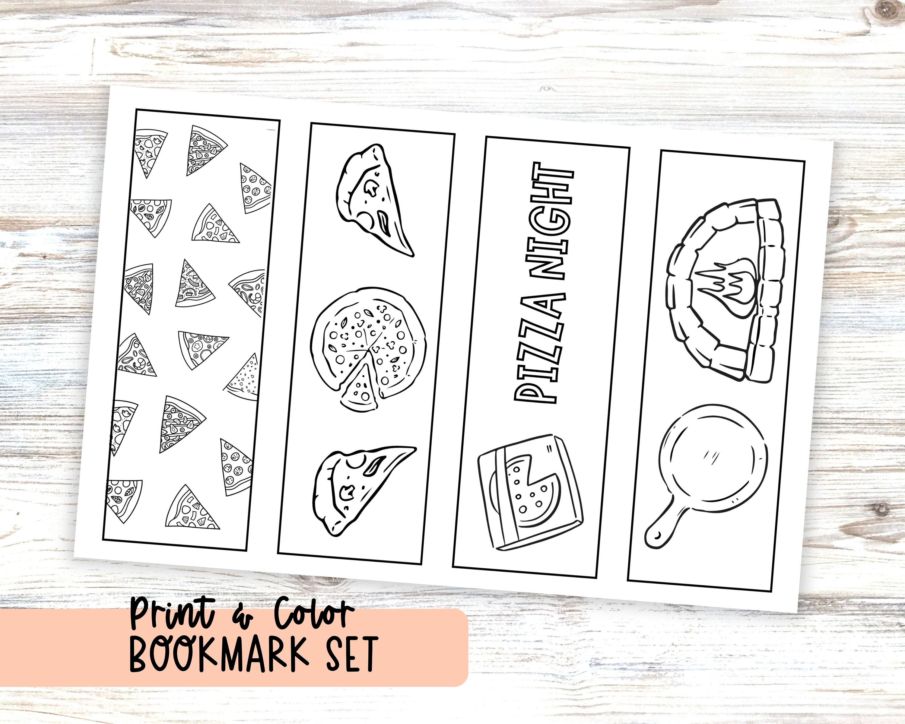 Pizza Bookmark Set, Birthday Party Craft Pizza Party Printable ...