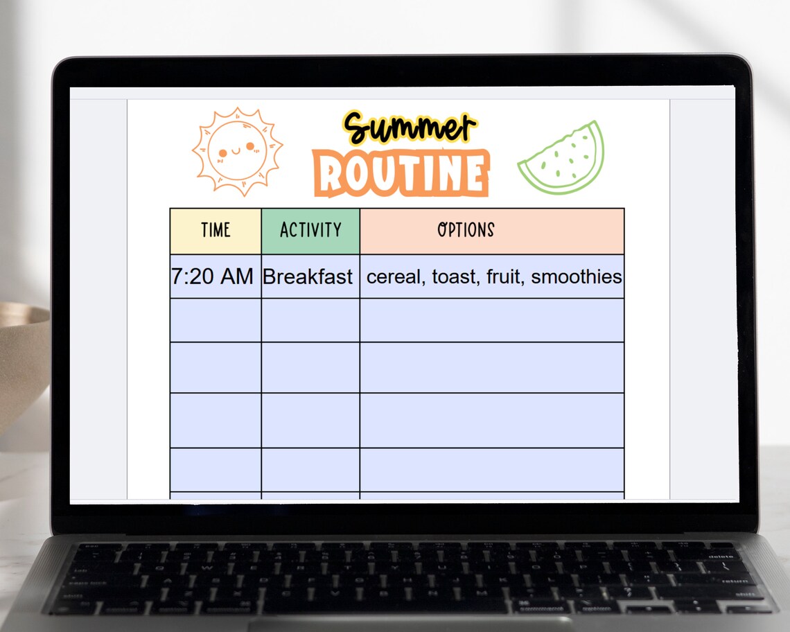 Responsibility Chart for Kids Daily Schedule Editable Template, 4 ...