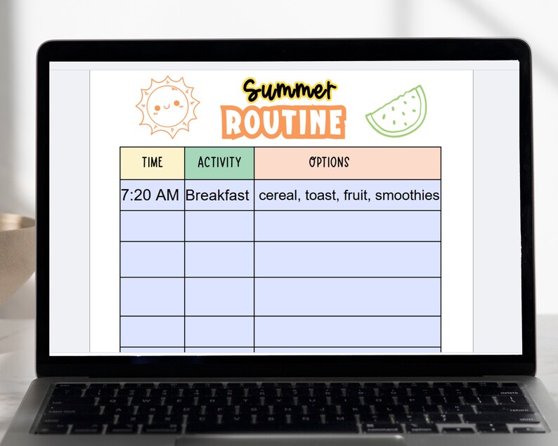 Responsibility Chart for Kids Daily Schedule Editable Template, 4 ...