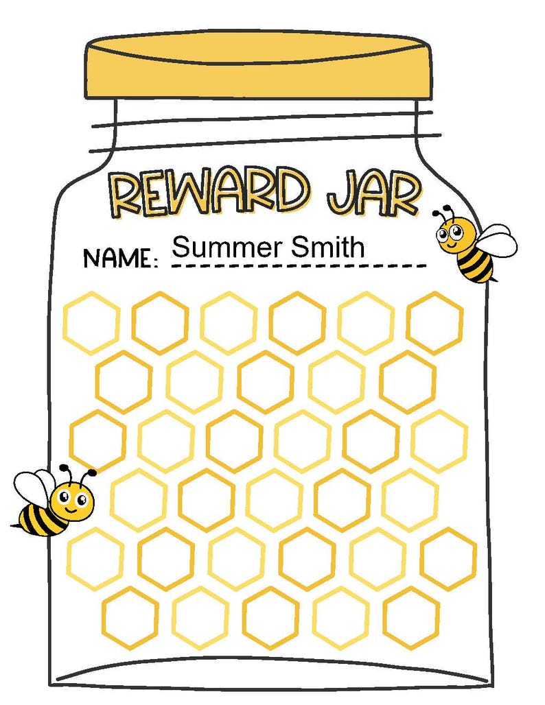 Printable Bee's Reward Jar for Kids, Classroom Positive Behavior Reward ...