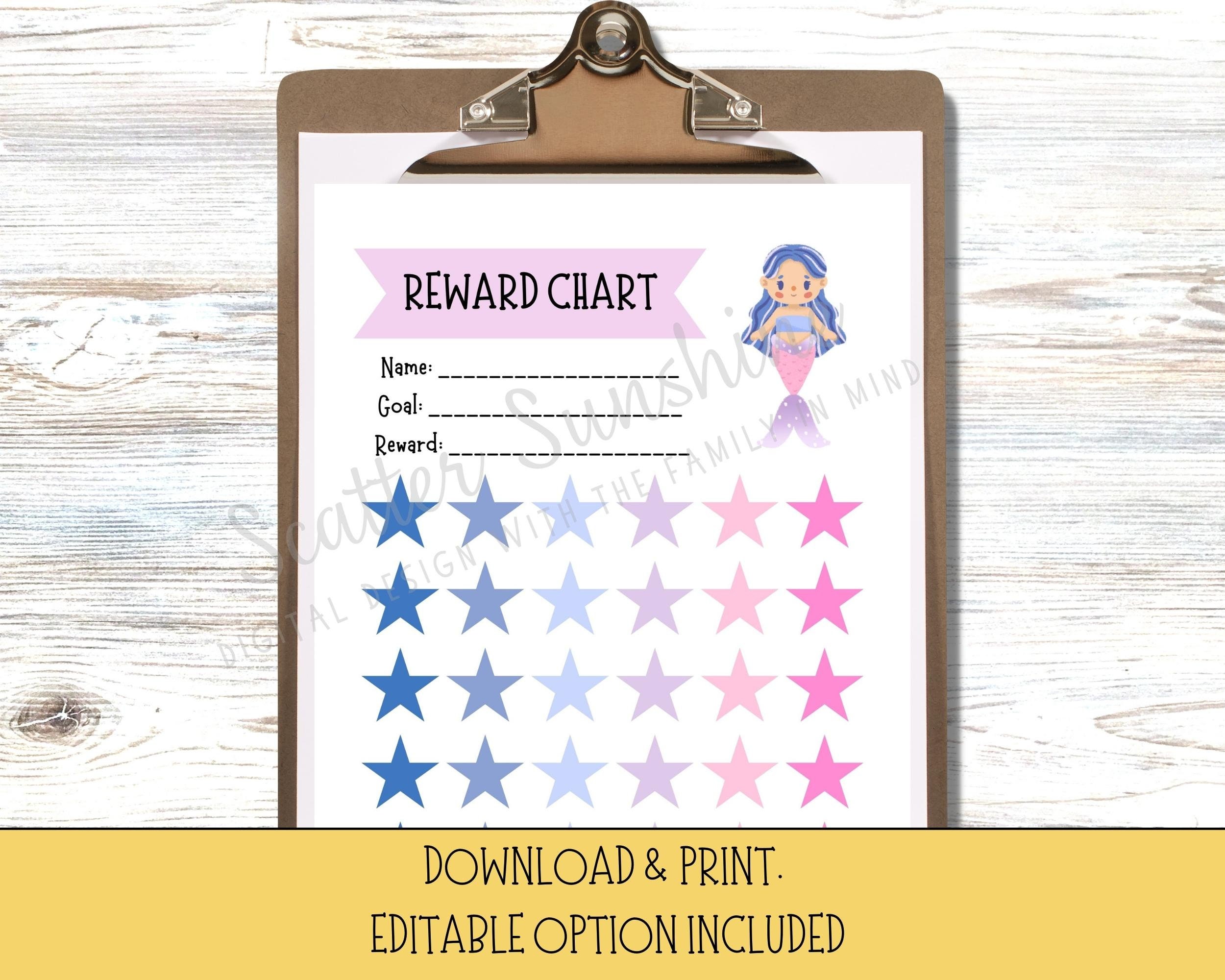 Editable Reward Chart for Kid Sticker Chart Positive Behavior Toddler ...