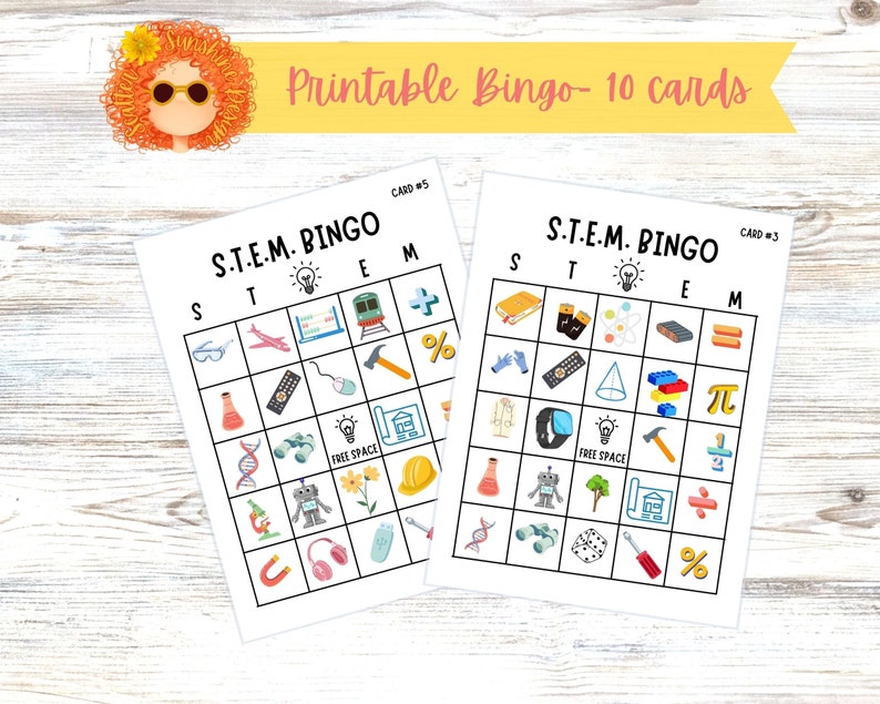 Printable STEM Bingo Calling Card and Bingo Boards Educational Activity ...