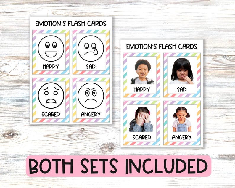 Emotions Flashcards for Kids, Facial Expression SEL Activity Printable ...