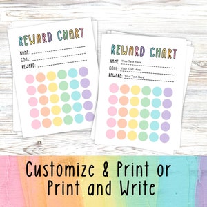 Printable Rainbow Reward Chart for Kid Sticker Chart Positive Behavior ...