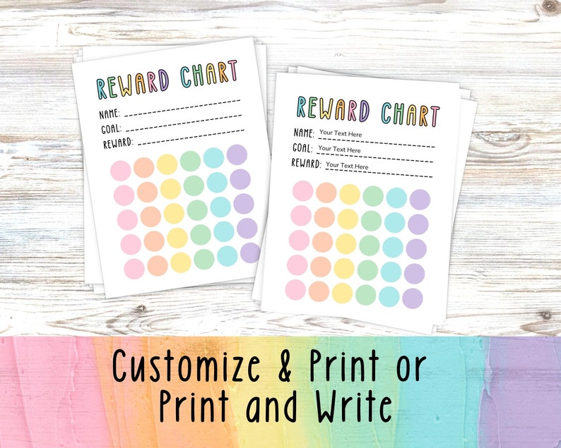 Printable Rainbow Reward Chart for Kid Sticker Chart Positive Behavior ...