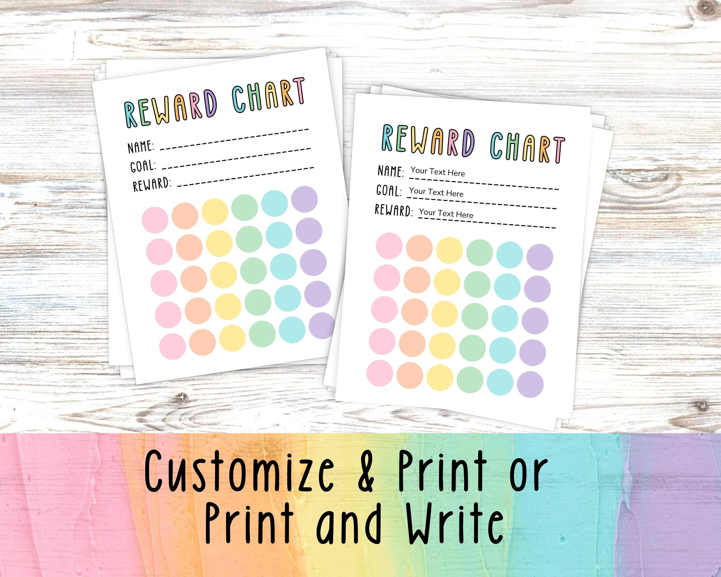 Printable Rainbow Reward Chart for Kid Sticker Chart Positive Behavior ...