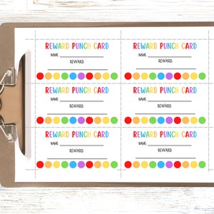 Rainbow Punch Cards Printable, Loyalty Card, Reward Sticker Chart ...