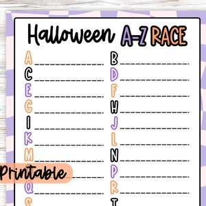 Halloween A-Z Race Game, Printable Activity for Kids, Cognitive Word ...