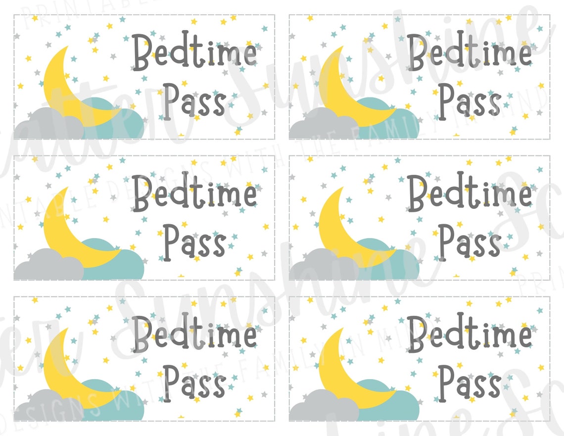 Bedtime Pass for Sleep Training Toddlers Printable Get Out of - Etsy