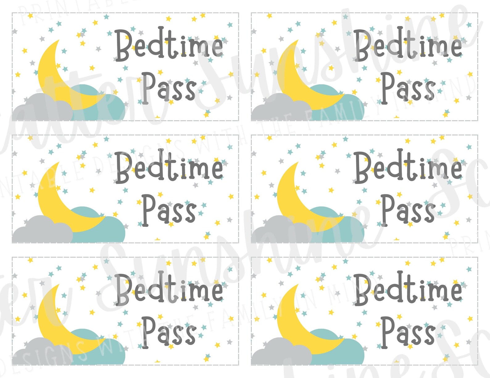 Bedtime Pass for Sleep Training Toddlers Printable Get Out of - Etsy