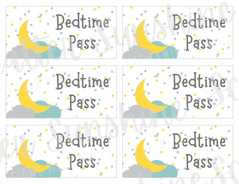 Bedtime Pass for Sleep Training Toddlers Printable Get Out of - Etsy