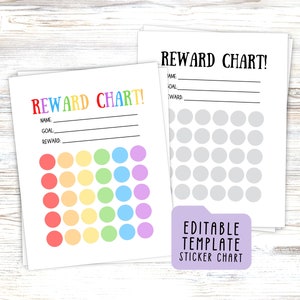 Printable Rainbow Reward Chart for Kid Sticker Chart Positive Behavior ...