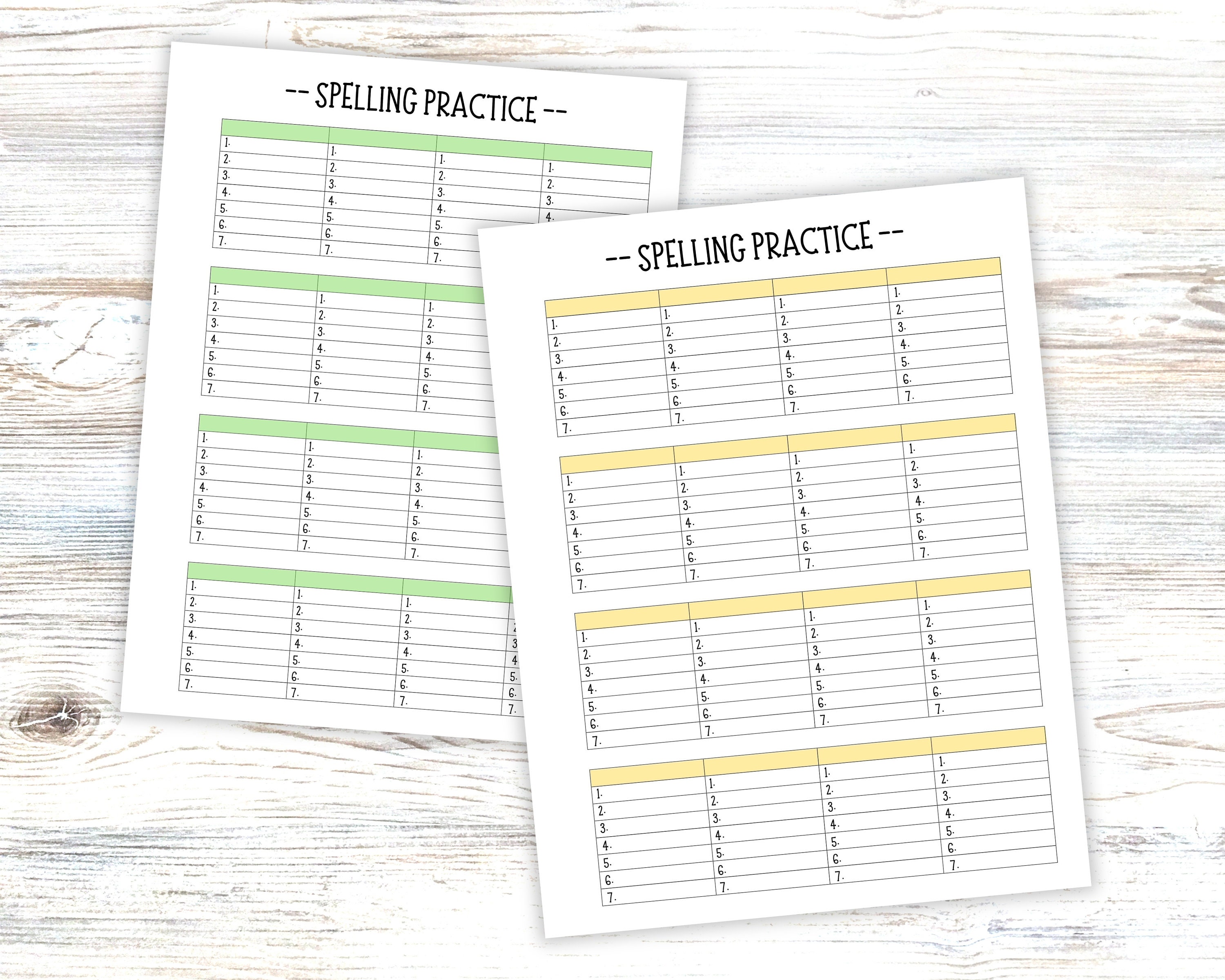 Spelling Practice Worksheet for Homework at Home Practice Spelling List ...