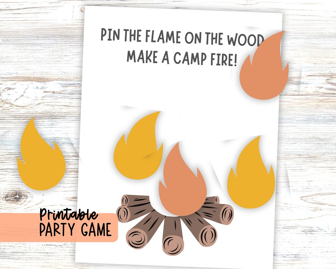Printable File Folder Game or Pin the Flame on the Wood Campfire Party ...
