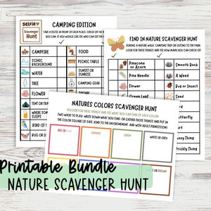 Nature Scavenger Hunt Bundle Outdoor Game for Kids Printable Camping ...