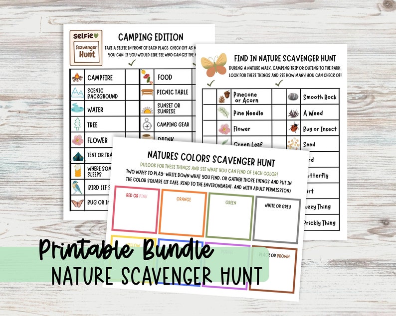 Nature Scavenger Hunt Bundle Outdoor Game for Kids Printable - Etsy