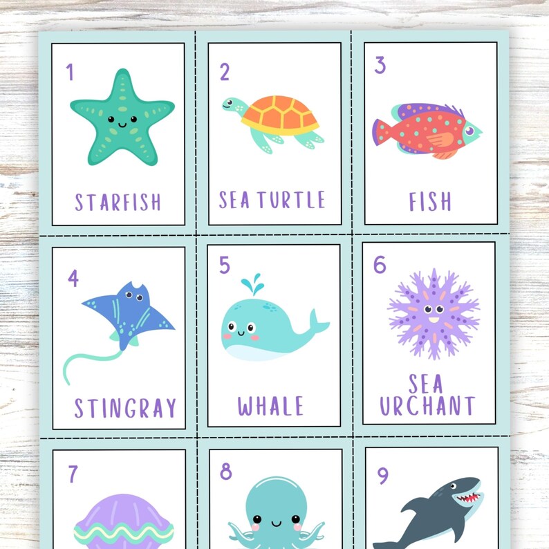 Bingo Game & Playing Card Deck Bundle, Printable Under the Sea ...