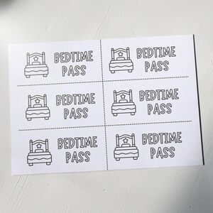 Bedtime Pass for Sleep Training Toddlers Printable Get Out of Bed ...