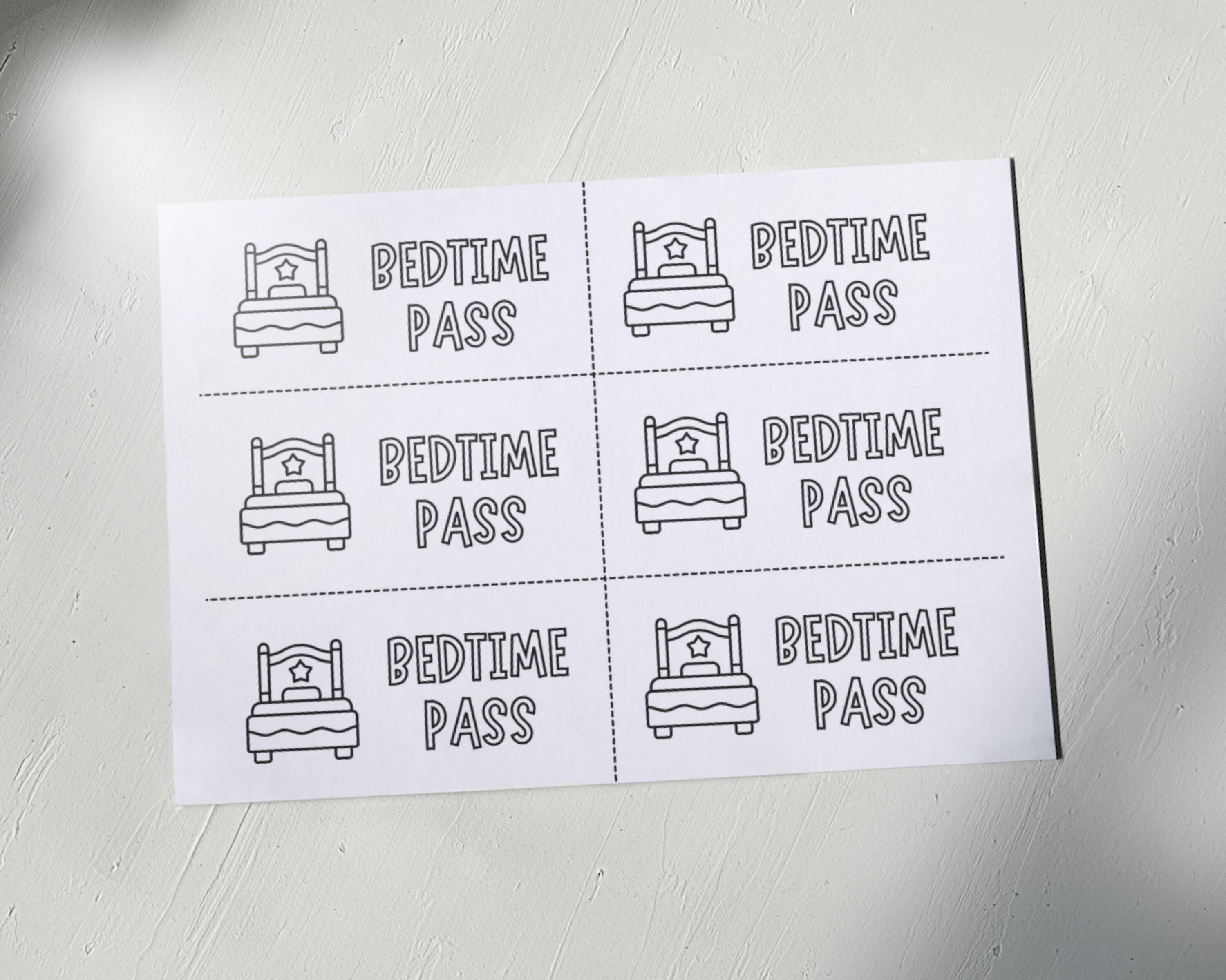 Bedtime Pass for Sleep Training Toddlers Printable Get Out of Bed ...