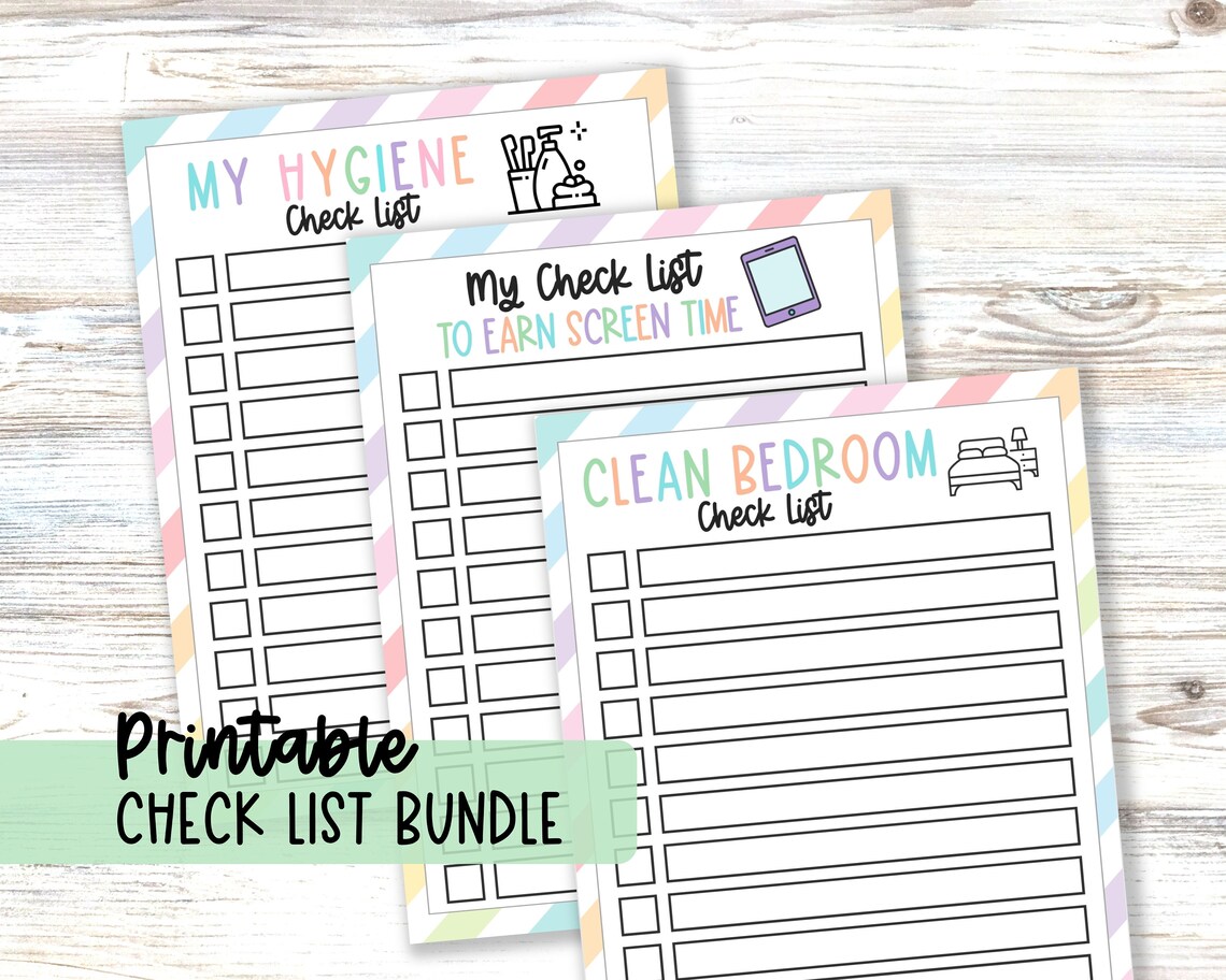 My Hygiene Checklist, Checklist Bundle for Kids and Teens, Earn Screen ...