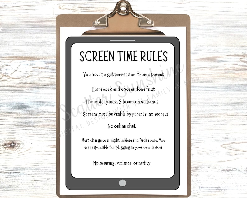 Screen Time Rules Editable Template, Screen Safety Rules Families and ...