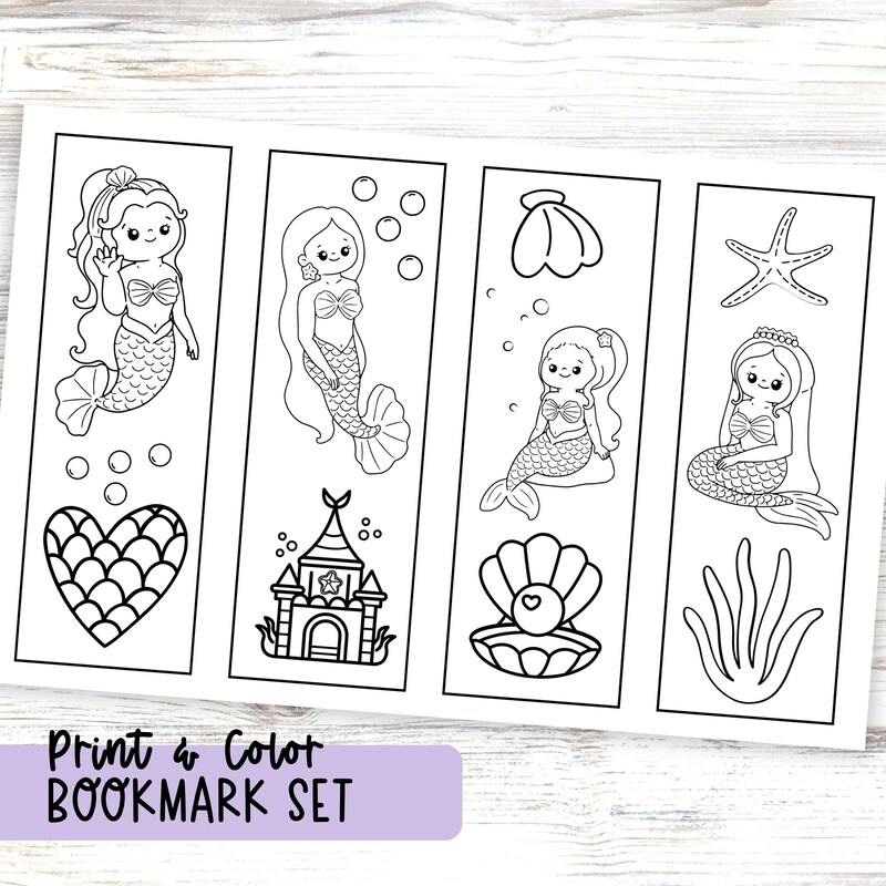 Coloring Bookmarks Sea Creatures - Etsy