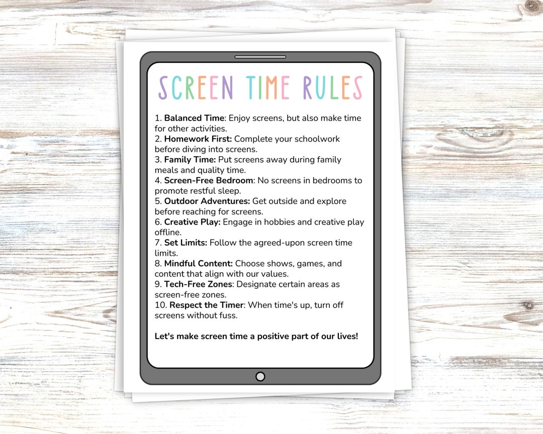 Screen Time Rules Editable Template, Screen Safety Rules Families and ...