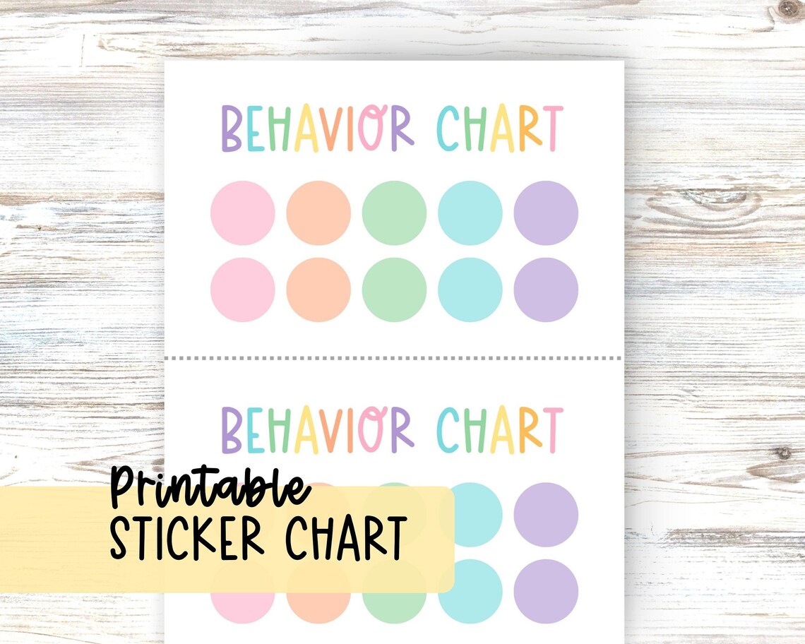 Printable Rainbow Reward Chart for Kid Sticker Chart Positive Behavior ...