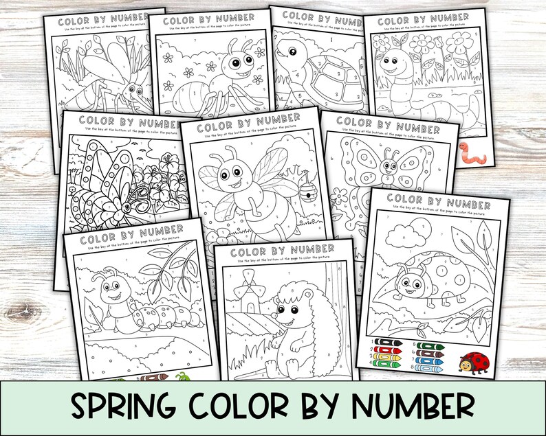Spring Coloring Bundle, Coloring Puzzles, Bookmarks, by Number, Dot ...