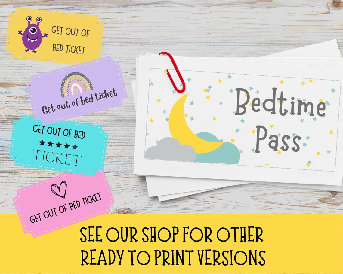 Bedtime Pass for Sleep Training Toddlers Printable Get Out of - Etsy