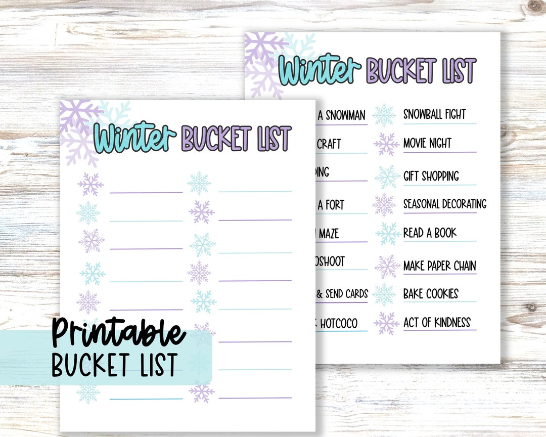 Winter Bucket List, 4 Seasons Activity Idea List for Kids and Families ...