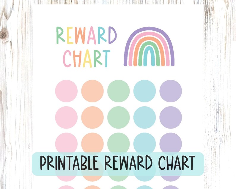 Printable Rainbow Reward Chart for Kid Sticker Chart Positive Behavior ...