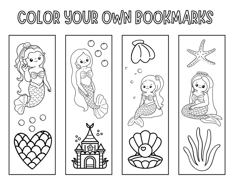 Ocean Bookmark Set Printable, Under the Sea Creatures Coloring Page ...
