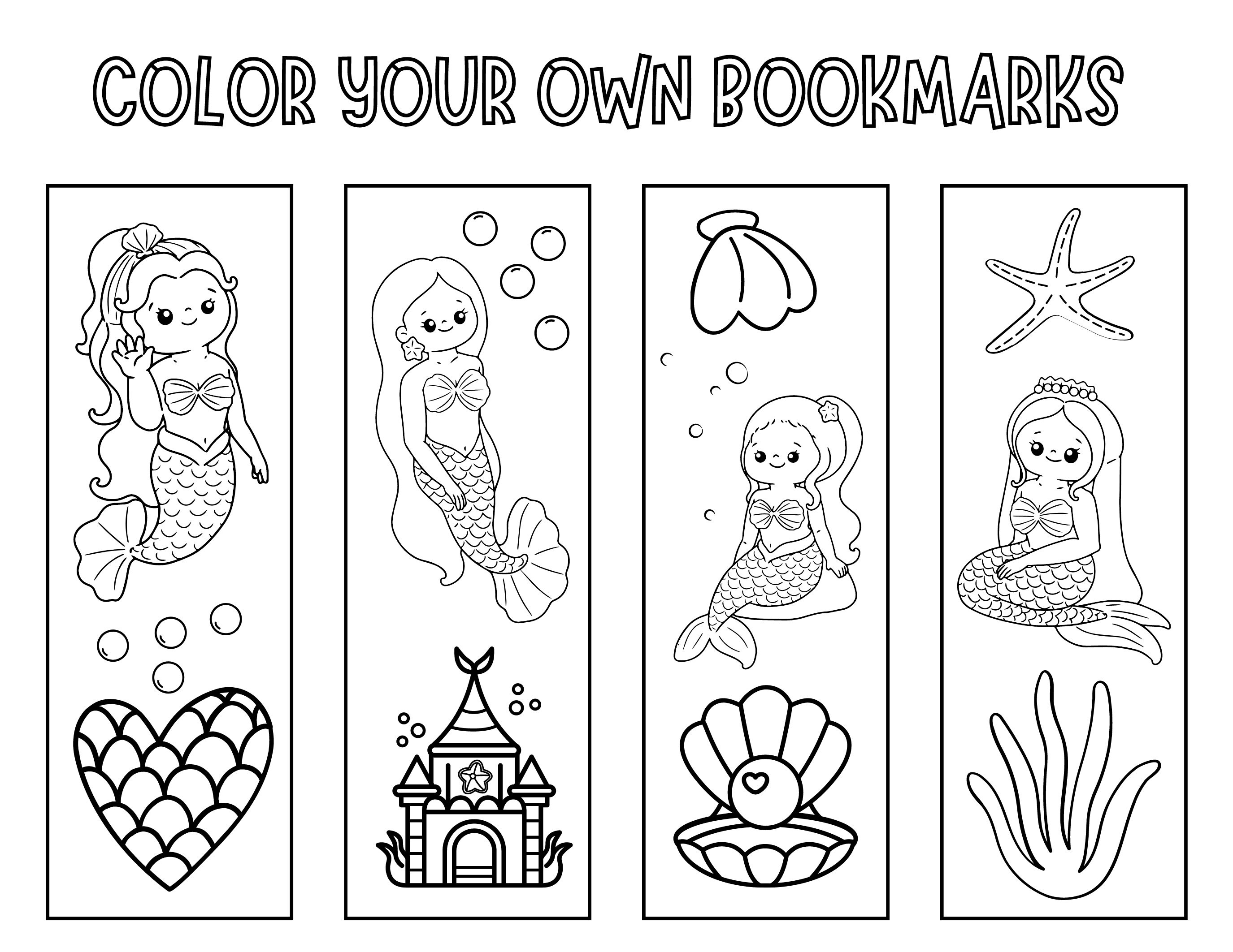 Ocean Bookmark Set Printable, Under the Sea Creatures Coloring Page ...
