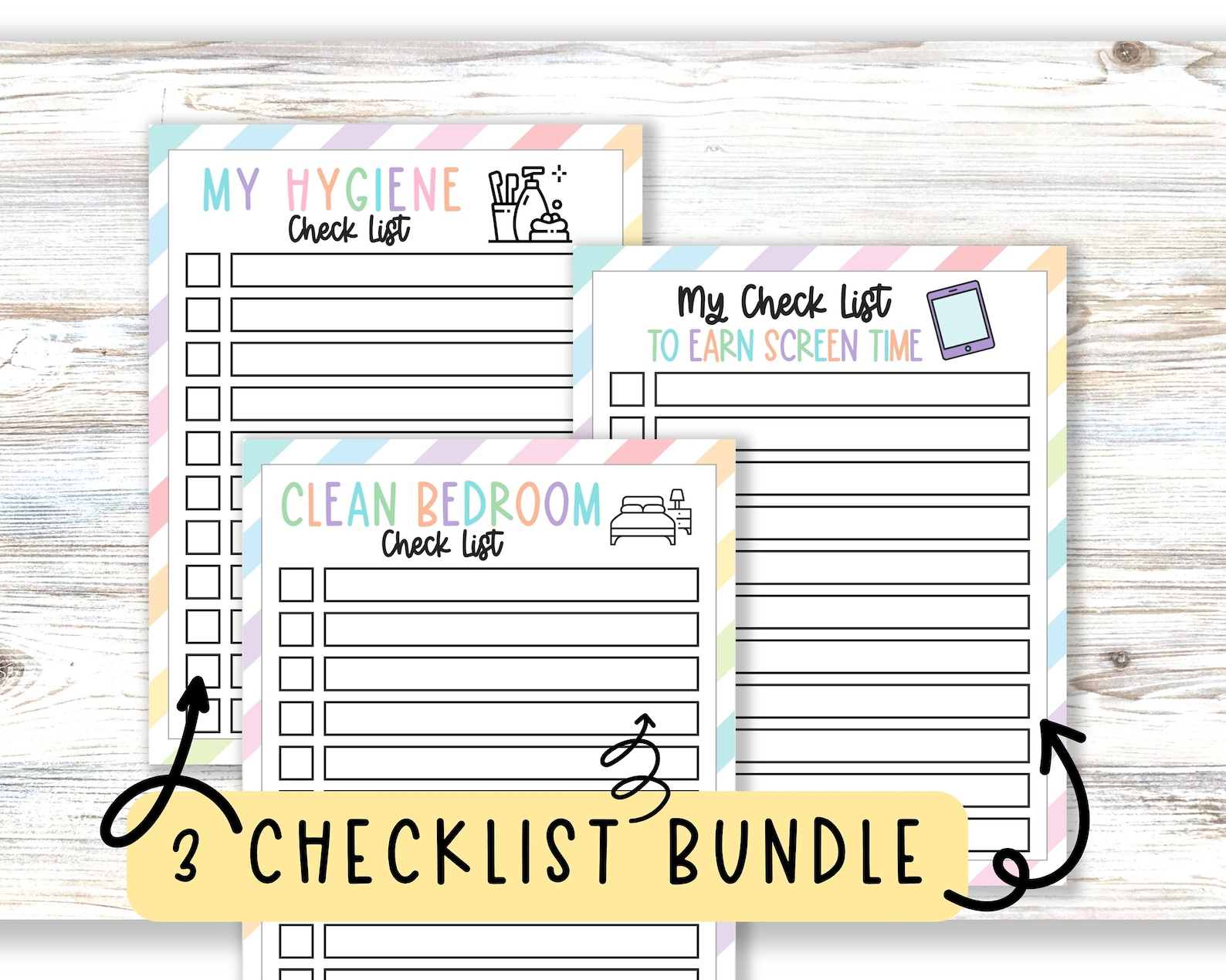 Checklist Bundle for Kids and Teens, My Hygiene Checklist, Earn Screen ...