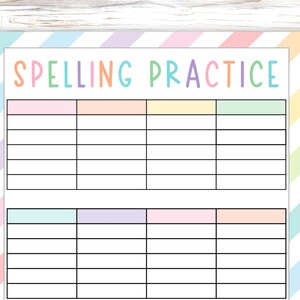 Spelling List Writing Practice Sheet, Bundle With Vocabulary Practice ...