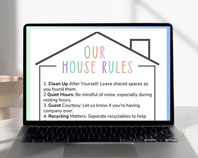 Editable House Rules Chart for Kid and Families Household - Etsy