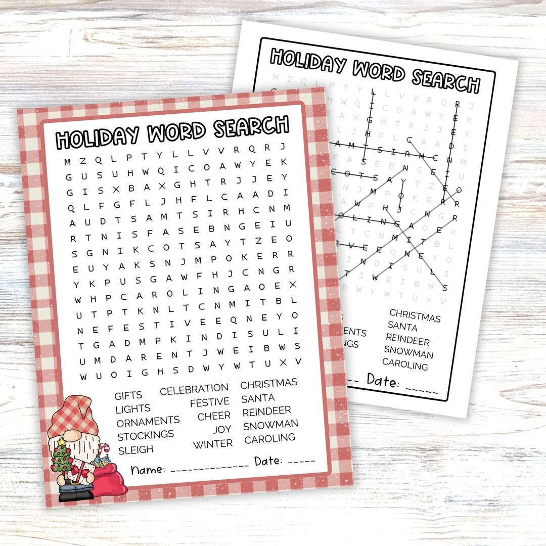 Christmas Word Game Puzzle Printable Worksheet Bundle, Holiday Word ...
